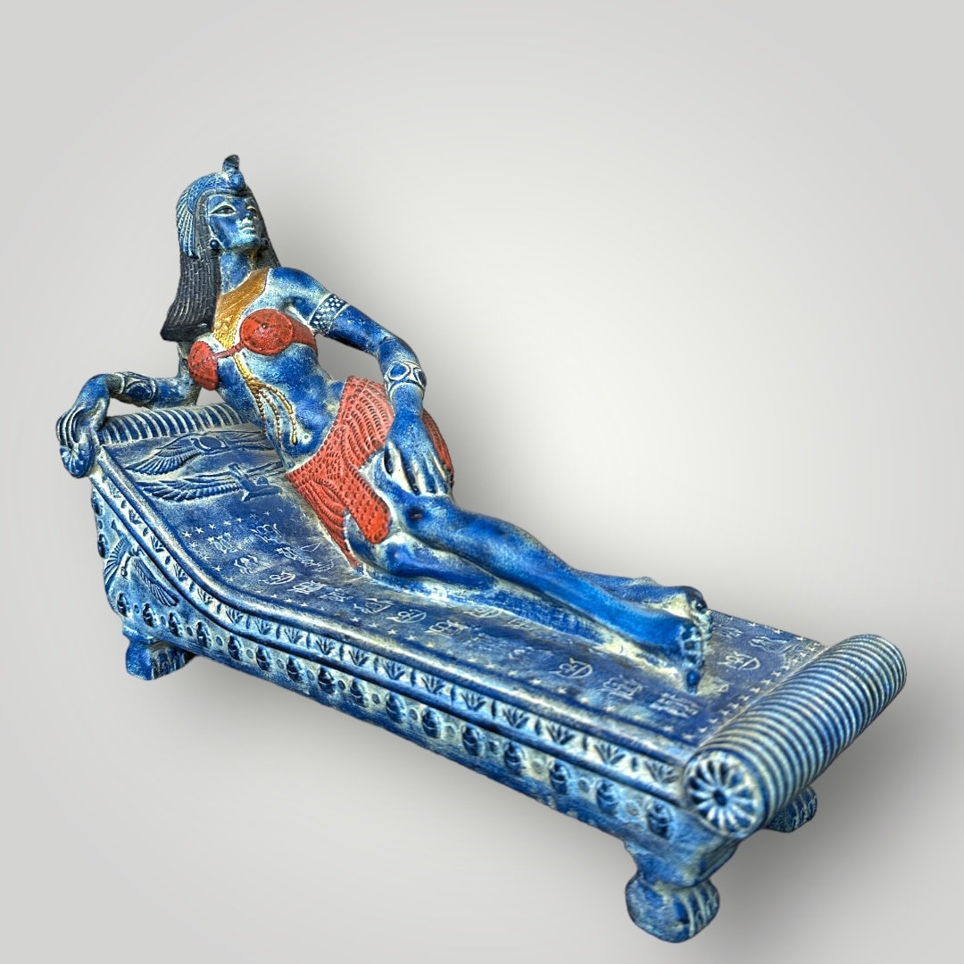 Queen Cleopatra Statue Sitting on Her Throne Lime Stone Handmade ...