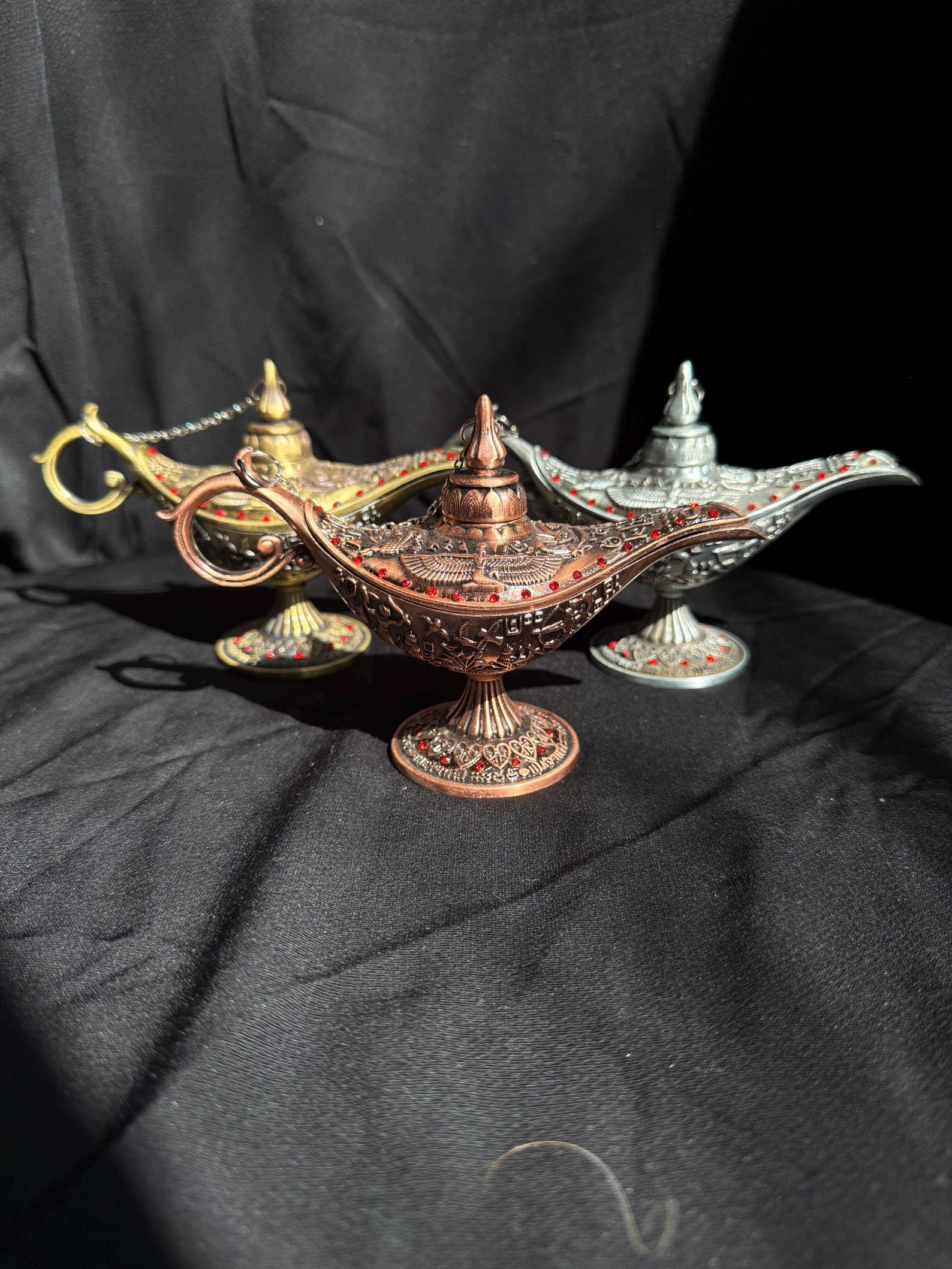 Set Handmade Aladdin Magic Lamp Genie Lamp Antique Oil Lamp Brass ...
