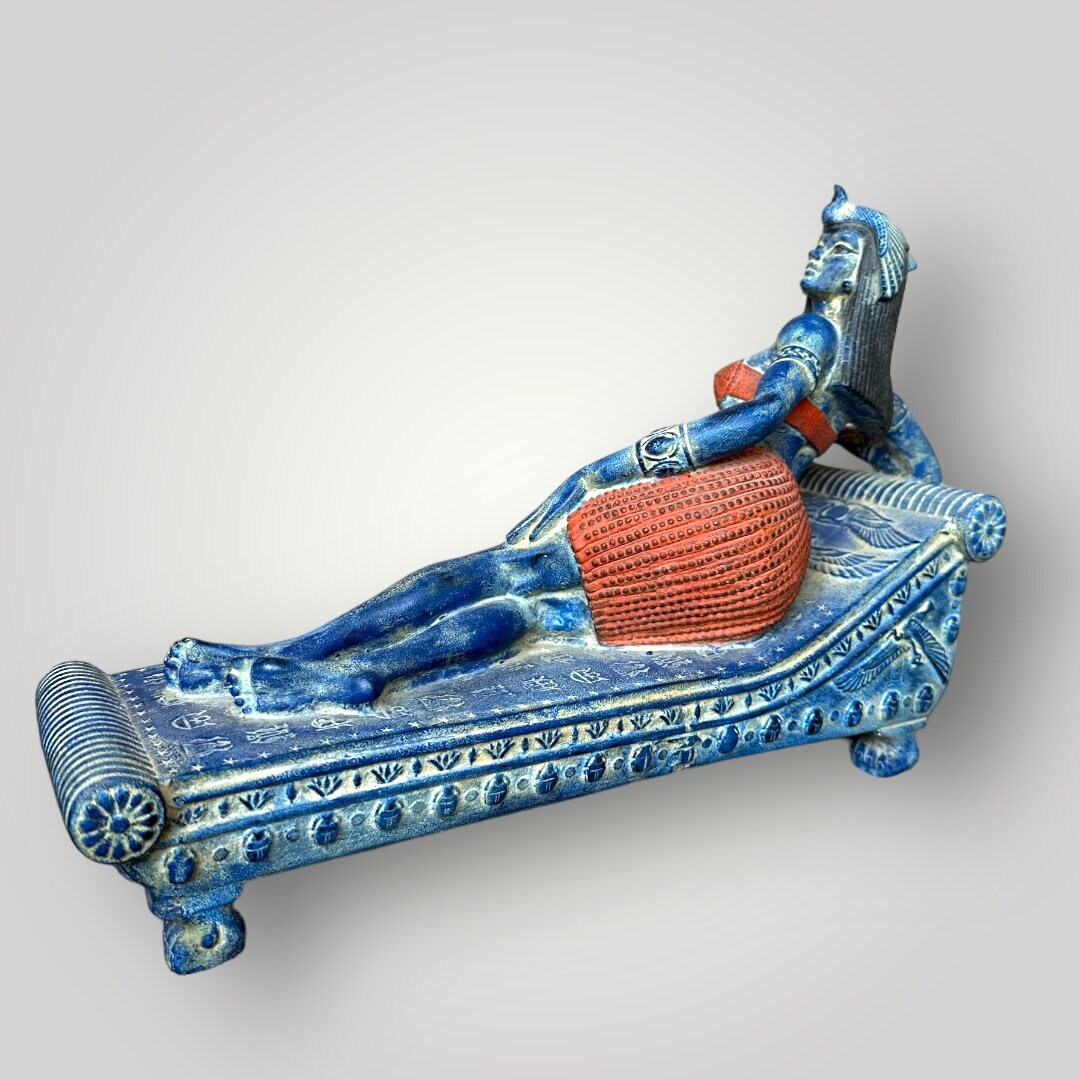 Queen Cleopatra Statue Sitting on Her Throne Lime Stone Handmade ...