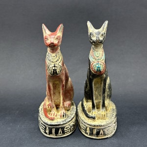 Set of Egyptian Bastet for Sale Red and Black Colors of Egyptian ...