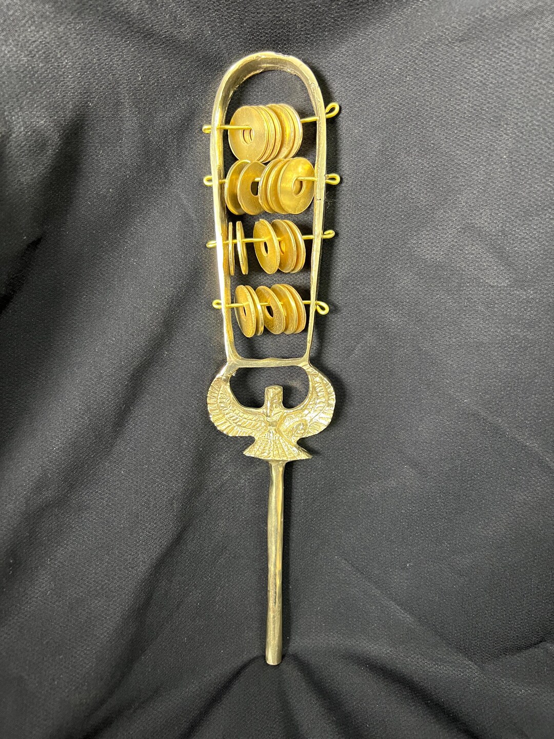 Golden Isis Sistrum With Winged Goddess Motif – Sacred Egyptian Ritual ...