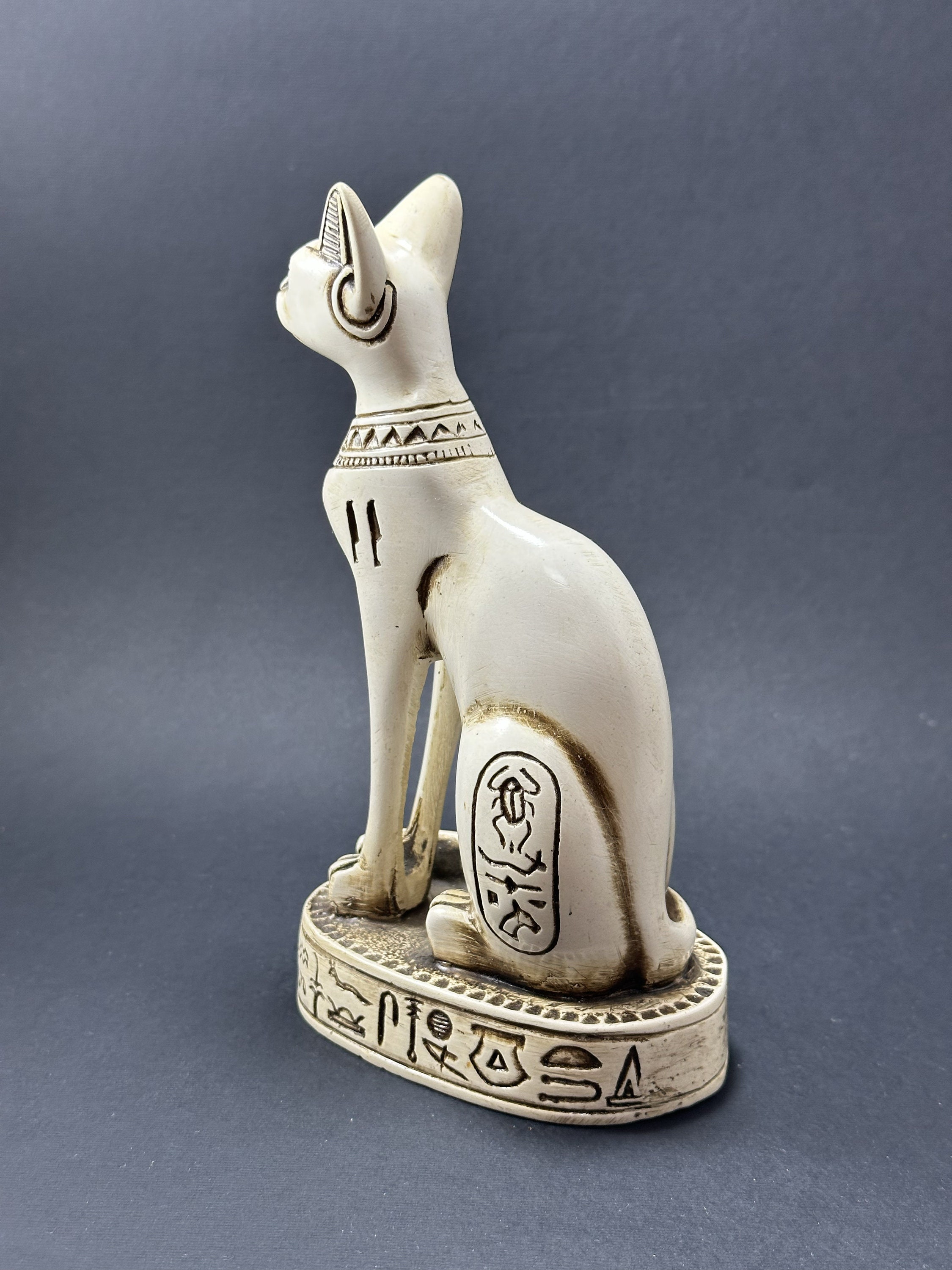 Egyptian Bastet Goddess Statue White Color With Eye of Horus on Her ...