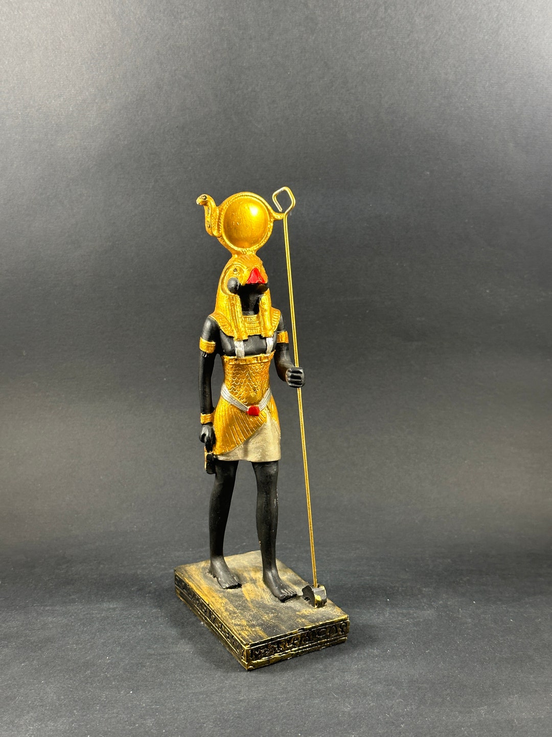 Statue of Ra Harakhte Sun God Crowned With a Solar Disk Green Ancient ...