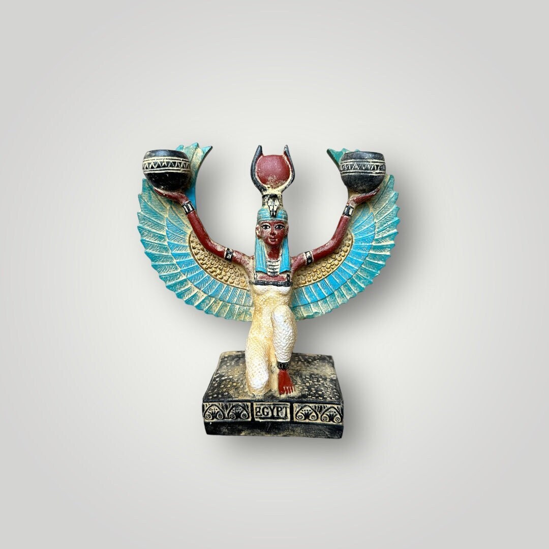 Amazing Isis Goddess Statue With Open Wings Candlestick Shape Winged ...