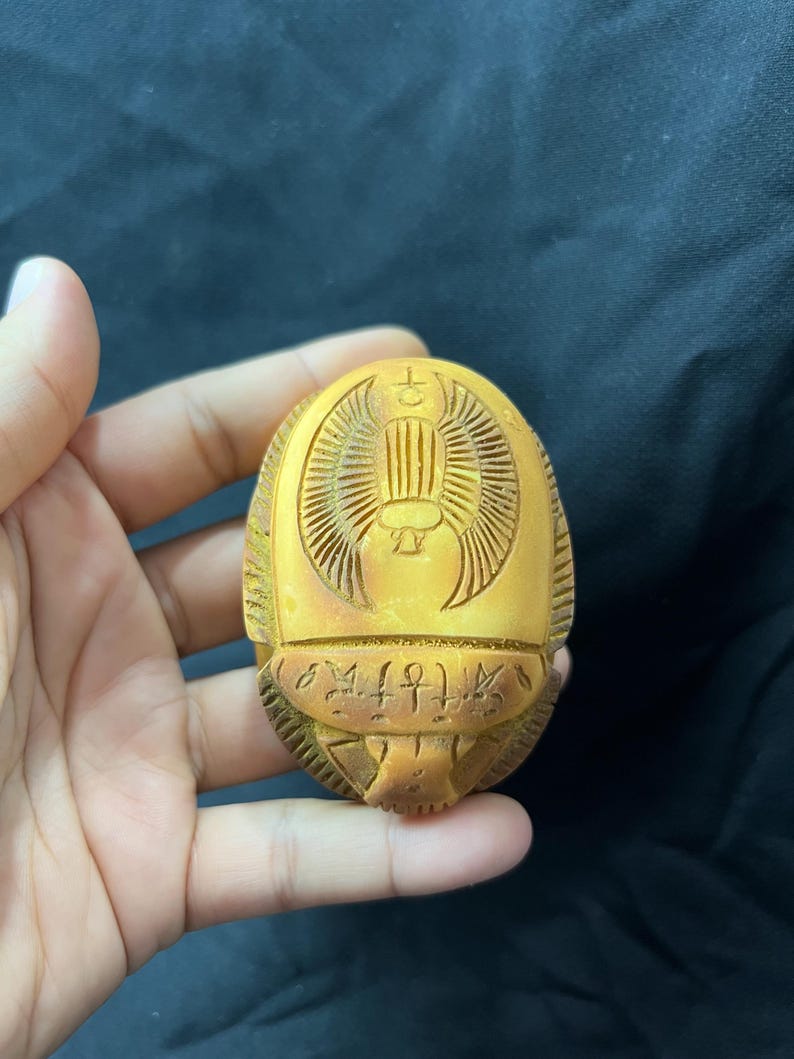Ancient Egyptian Golden Scarab With Hieroglyphs Symbol of Protection ...