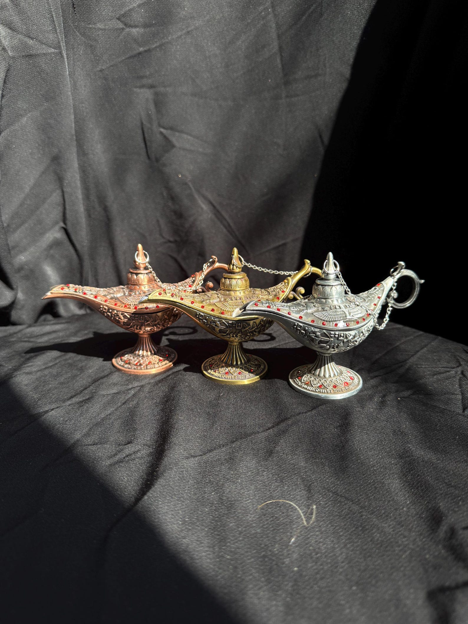 Set Handmade Aladdin Magic Lamp Genie Lamp Antique Oil Lamp Brass ...