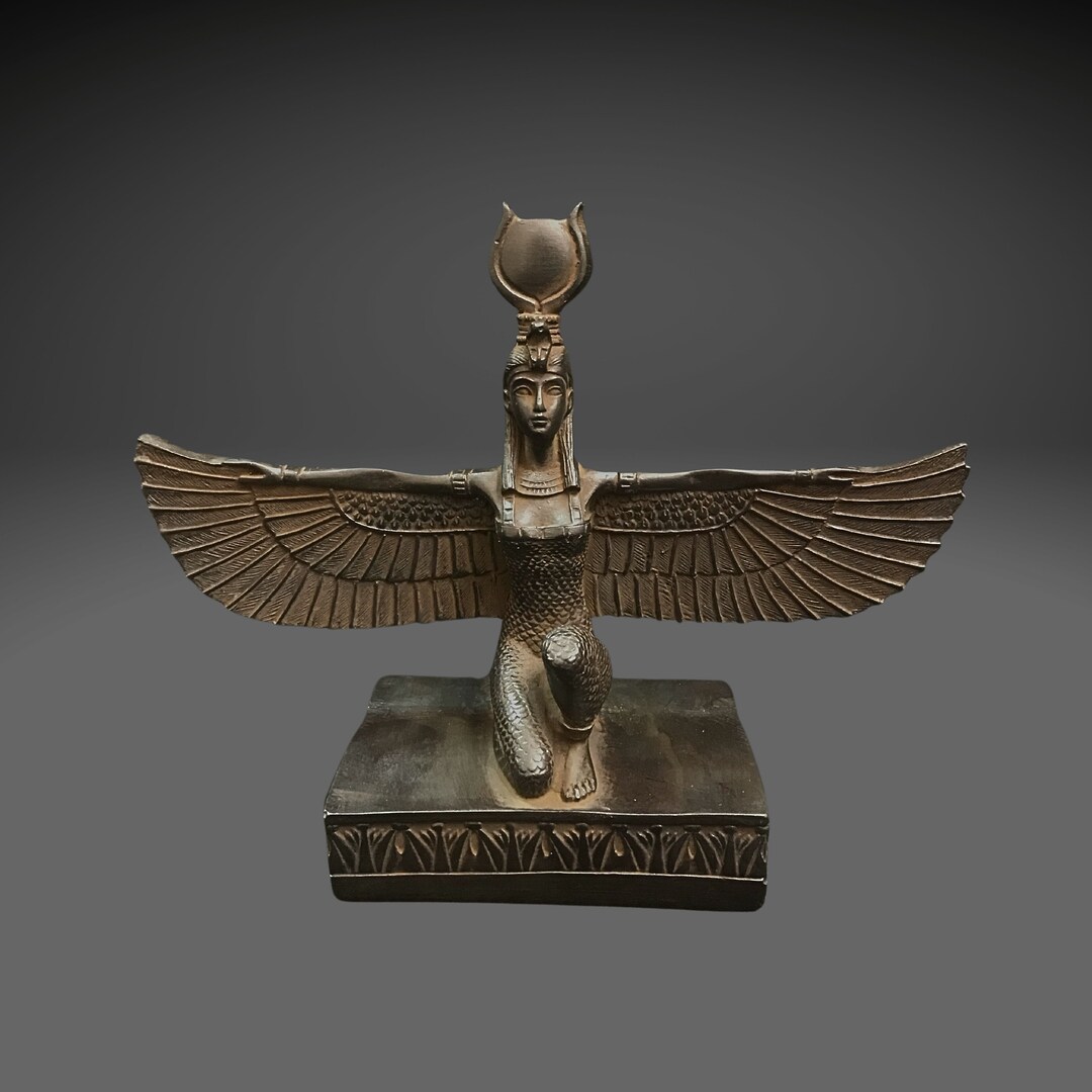 Isis Goddess Statue With Open Wings Ancient Egyptian Statue - Etsy