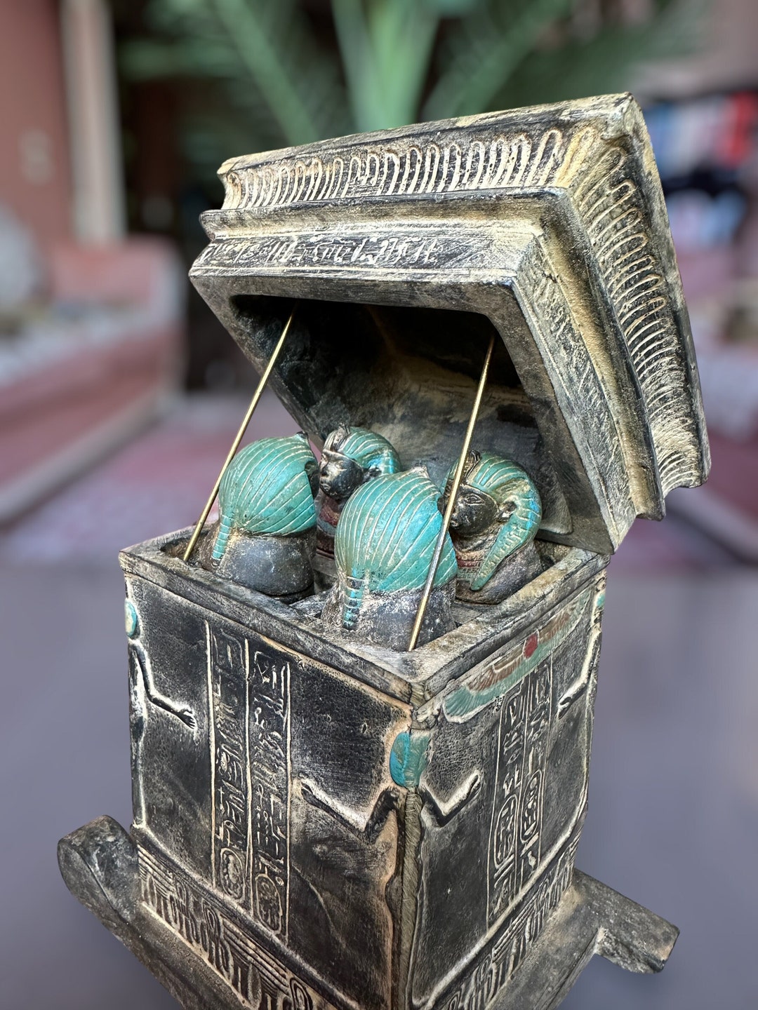 Rare Canopic Jar Box Stone Gods of Protection Neftus Serqet - Etsy