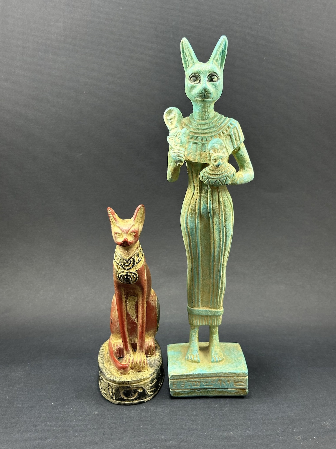 Egyptian Set of Bastet Statues Standing Bastet Statue Free - Etsy