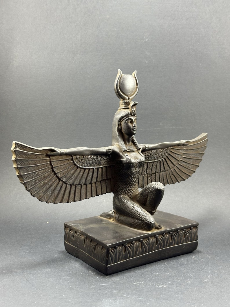 Isis Goddess Statue With Open Wings Ancient Egyptian Statue Poly Stone ...