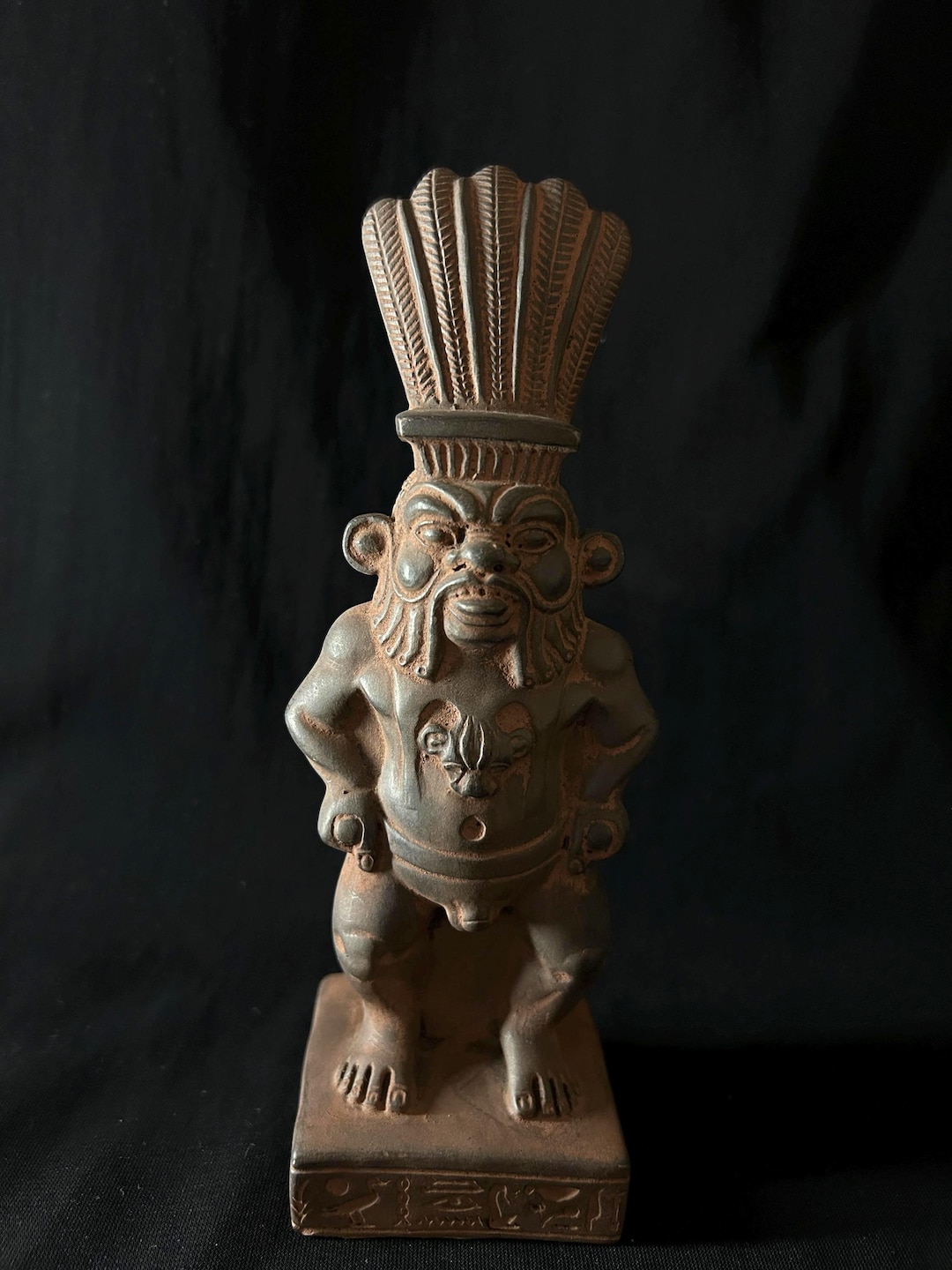Ancient Egyptian Bes Figurine Protective Dwarf God Statue Rustic Clay ...