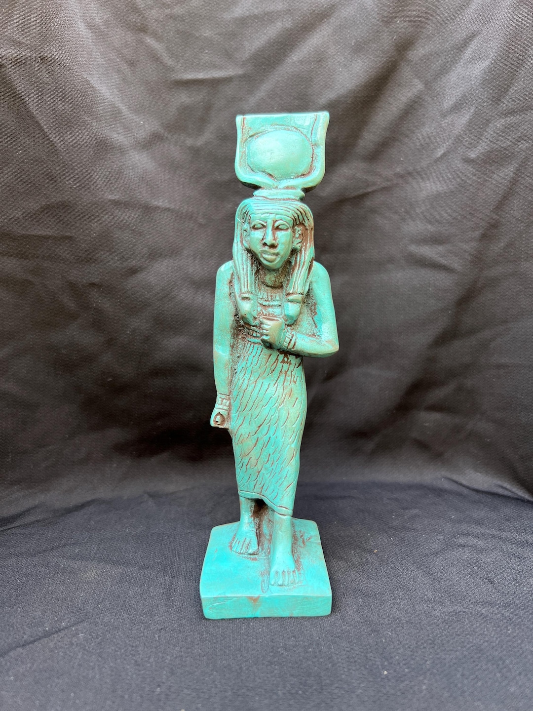 Turquoise Hathor Statue – Egyptian Goddess of Joy & Motherhood ...