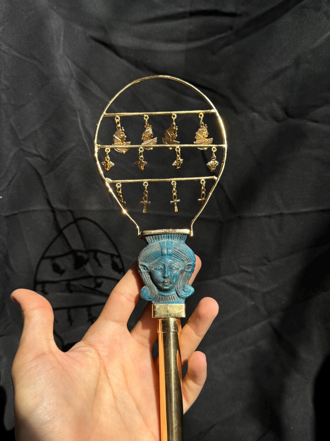 Unique Goddess Hathor Sistrum Made of Gold Leaf - Sacred Musical ...