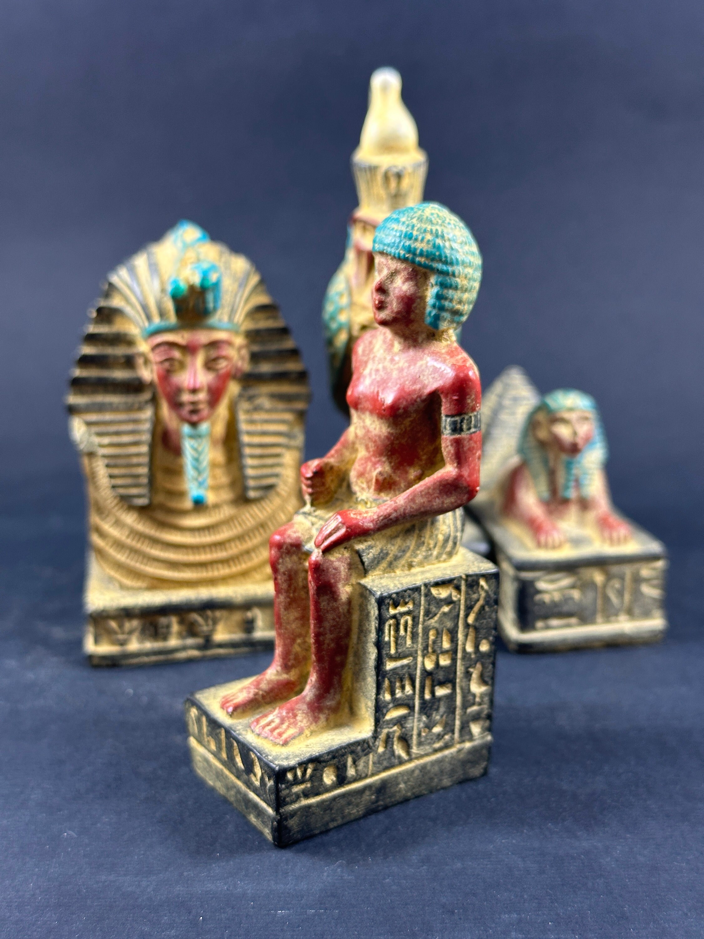 Set of Tiny Four Ancient Egyptian Deities Statues - Egyptian Statue ...