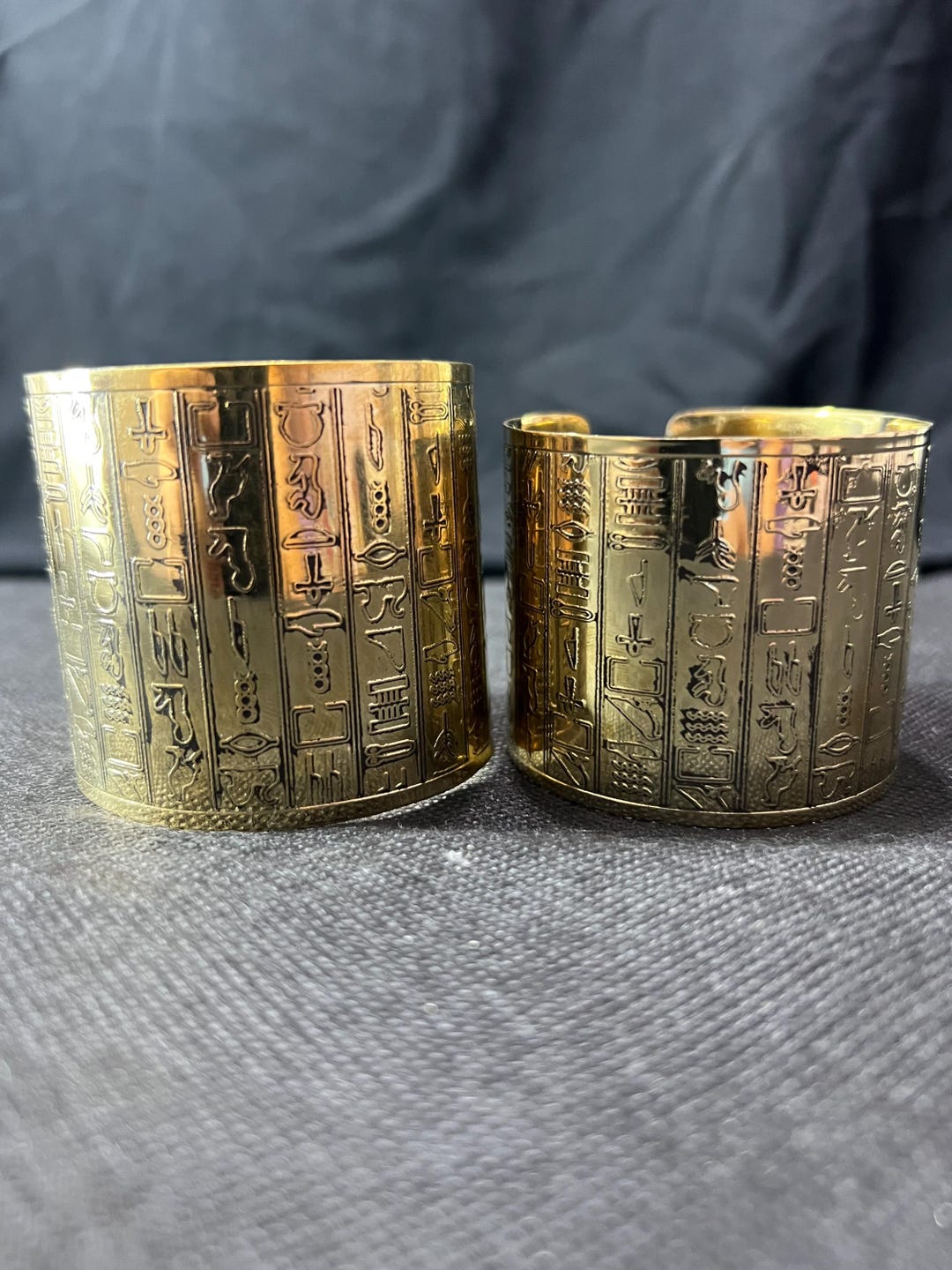 Rare Brass Egyptian Hieroglyphic Cuff Bracelet Wide Pharaoh-inspired ...