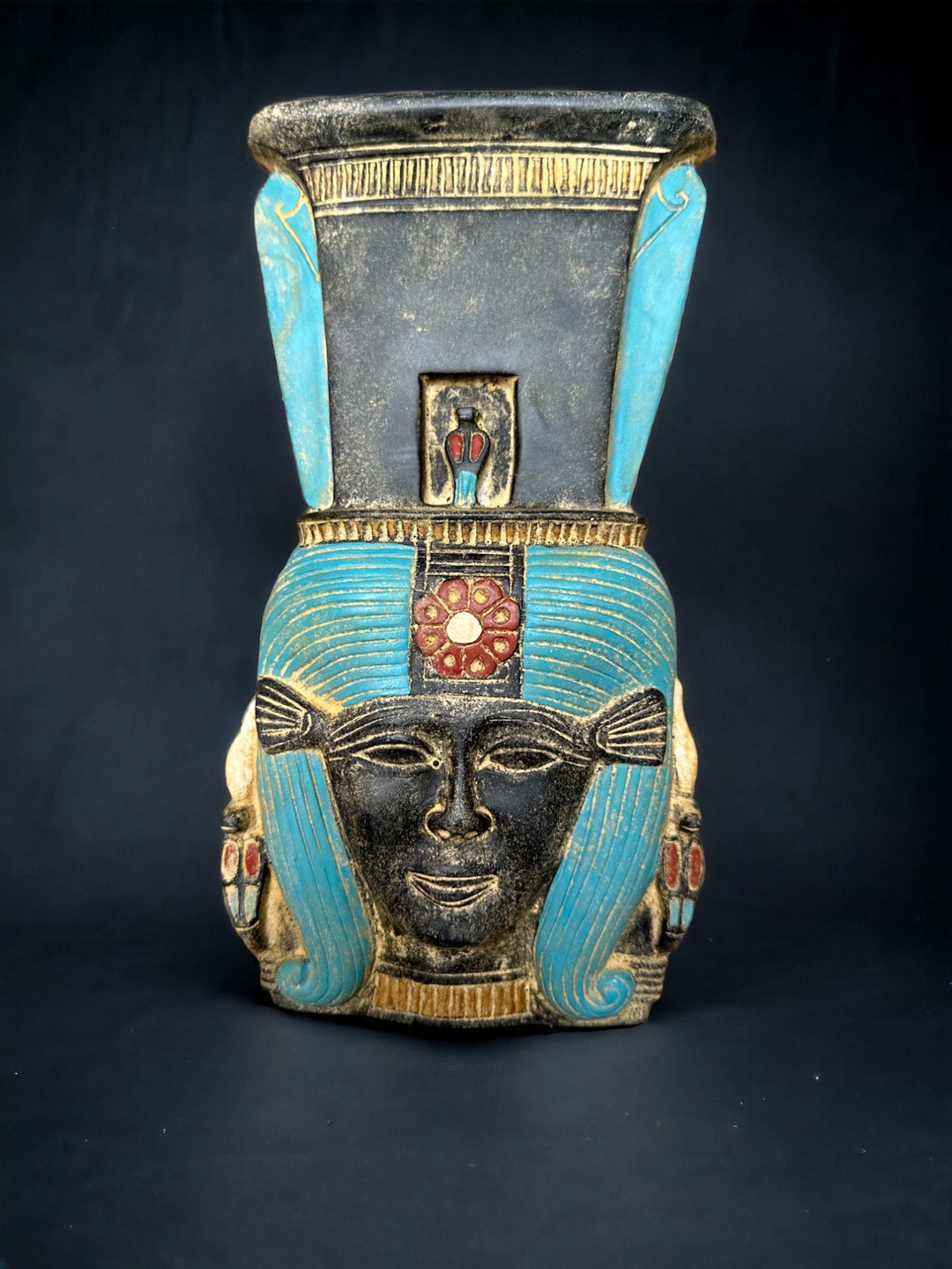 Handmade Hathor Mask Wall Mounted Stone Egyptian Goddess Head Venus ...