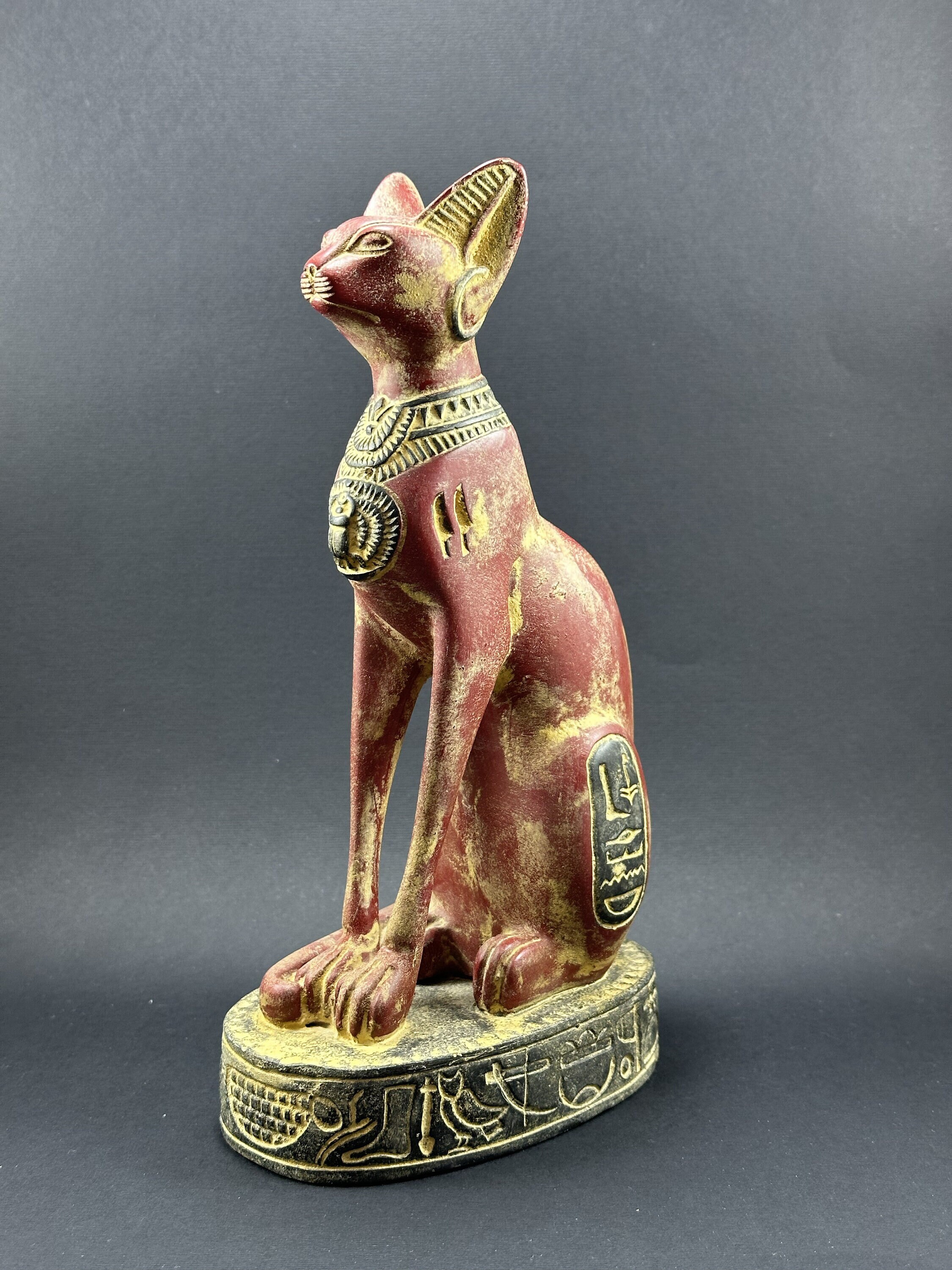 Unique Statue of Egyptian Bastet Goddess Statue Red Color With Eye of ...