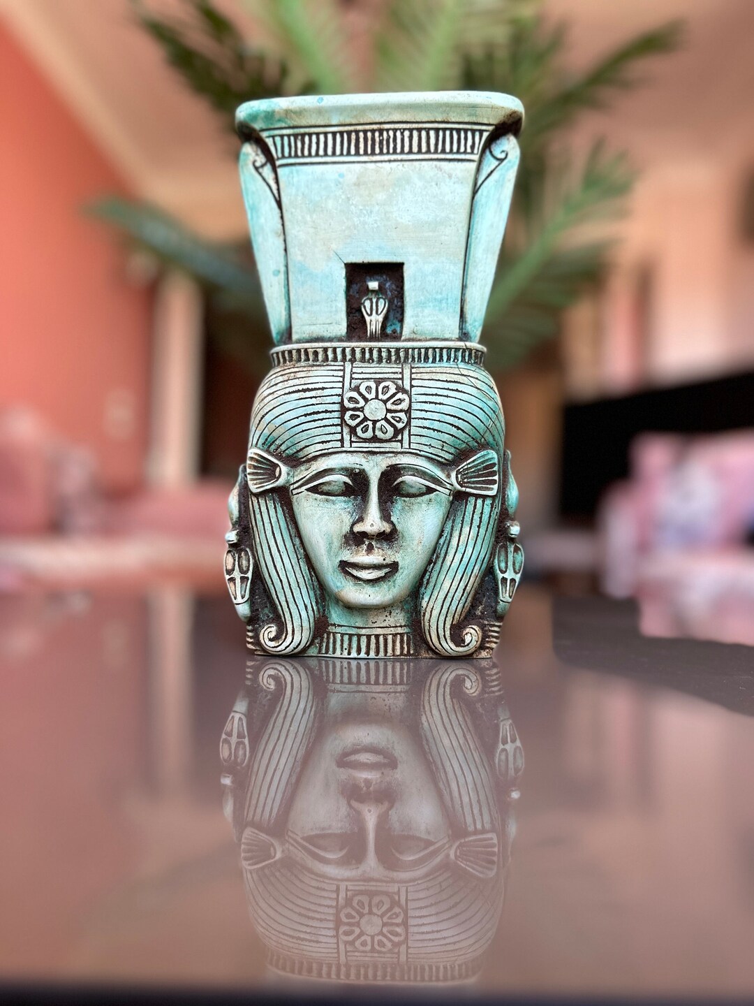 Hathor Face Wall Mounted Stone Egyptian Goddess Mask Made in - Etsy