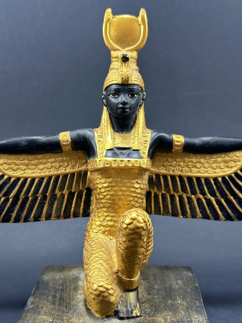 Unique Isis Goddess Statue With Open Wings Golden Color Made - Etsy