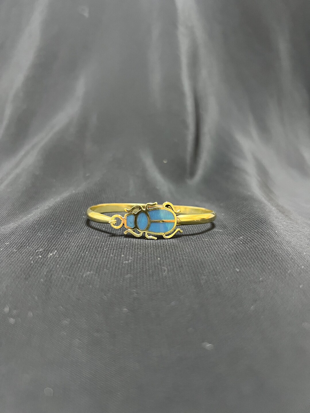 Sky Blue Scarab Bangle Ancient Egyptian Symbol Brass Bracelet Jewelry ...