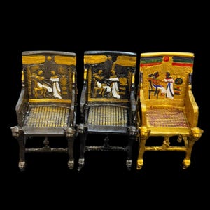 Tutankhamun Royal Chair Set Mini Pharaoh Thrones Egyptian Decor Ancient ...