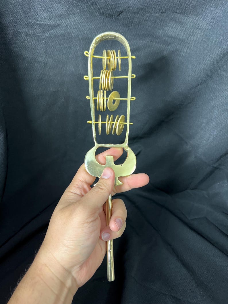 Golden Isis Sistrum With Winged Goddess Motif – Sacred Egyptian Ritual ...