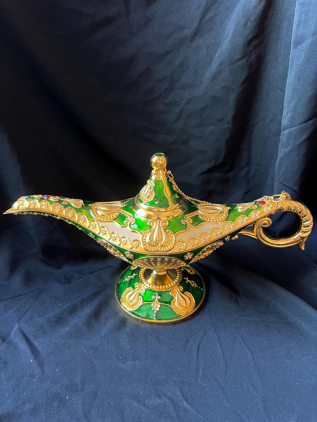 Unique Large Aladdin Lamp Egyptian Genie Decorated Ornately Embossed ...