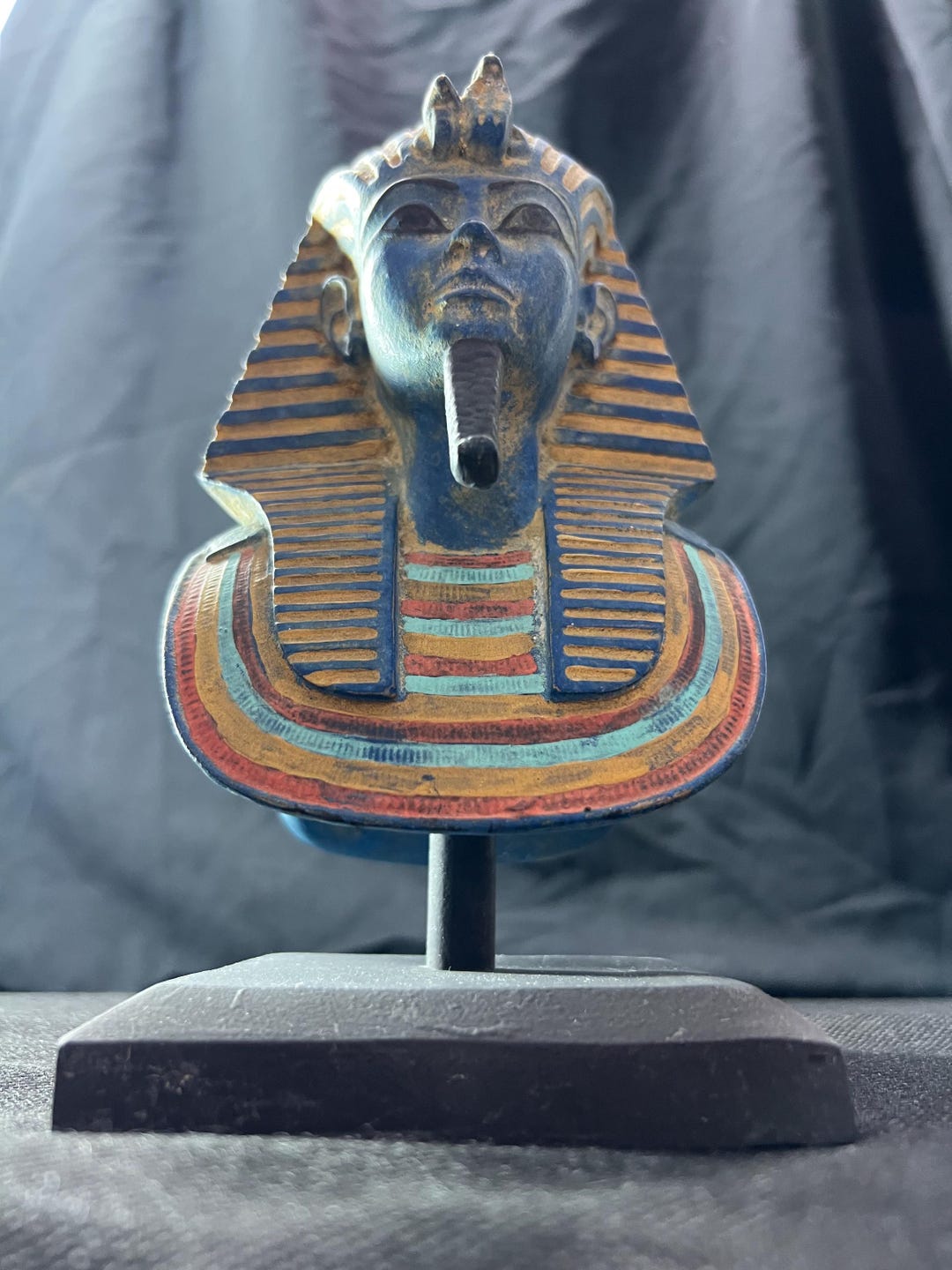 Colorful King Tut Bust Statue – Hand-painted Egyptian Pharaoh Sculpture ...