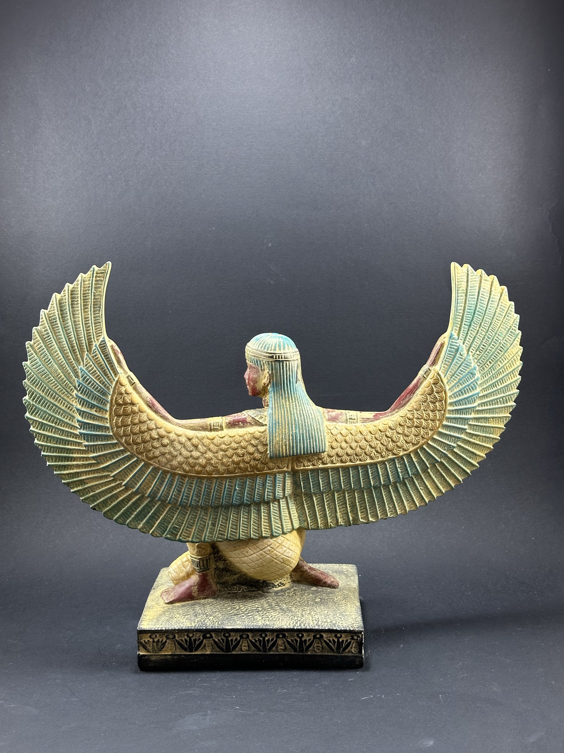 Ancient Unique Isis Goddess Statue With Open Wings Natural Colors Made ...