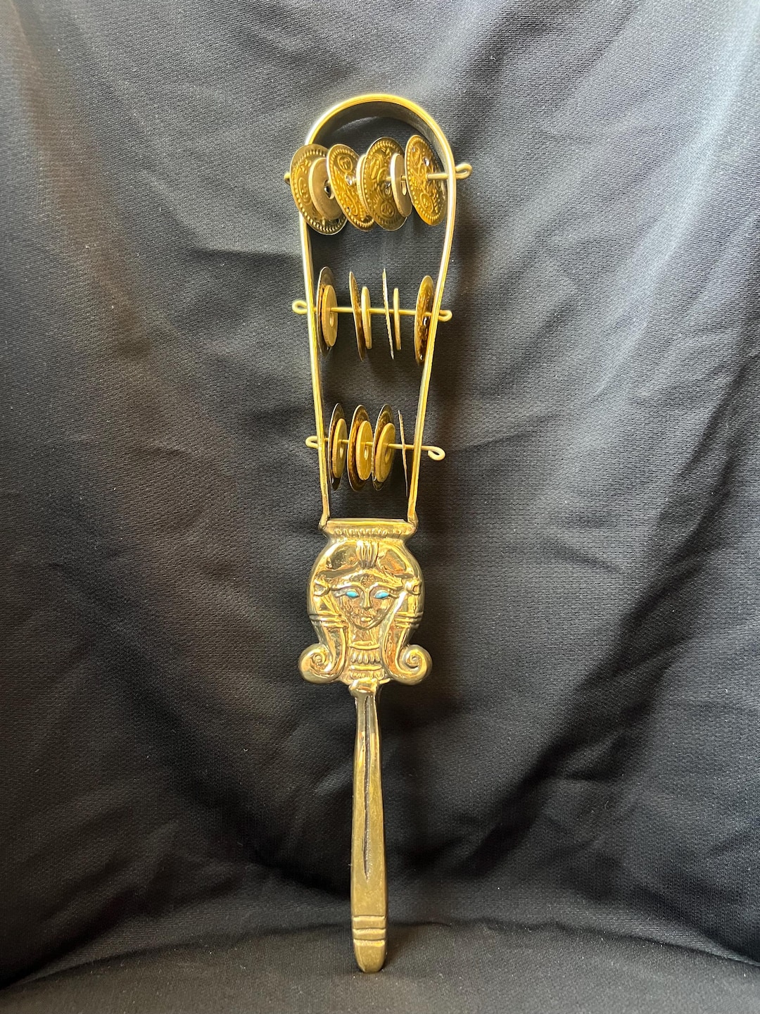 Majestic Egyptian Hathor Brass Sistrum Authentic Handmade Ritual Rattle ...