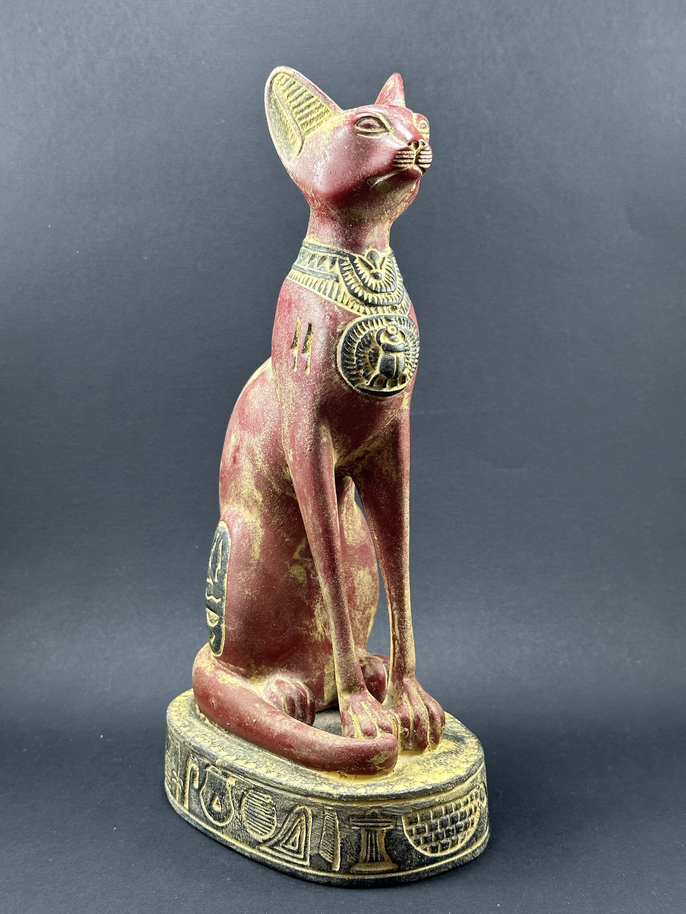 Unique Statue of Egyptian Bastet Goddess Statue Red Color With Eye of ...