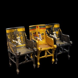Tutankhamun Royal Chair Set Mini Pharaoh Thrones Egyptian Decor Ancient ...