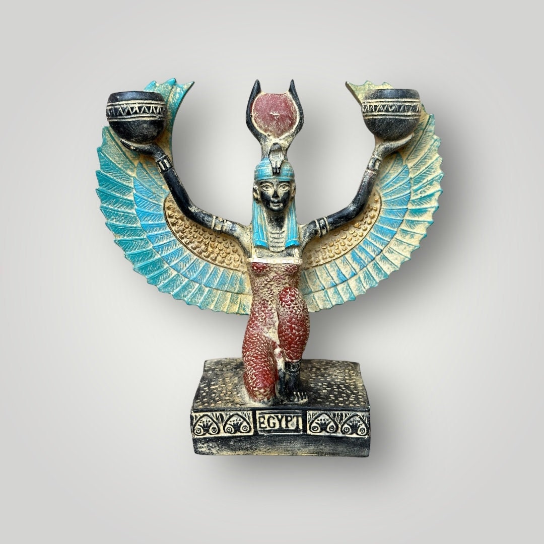 Unique Isis Goddess Statue With Open Wings Candlestick Shape Winged ...