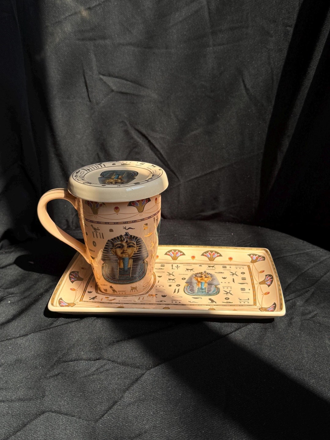 Egyptian Pharaoh Themed Mug Set With Tray, Elegant Nefertiti and ...