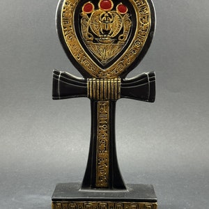 Standing Ancient Egyptian Ankh Key of Life Black and Golden Colors ...