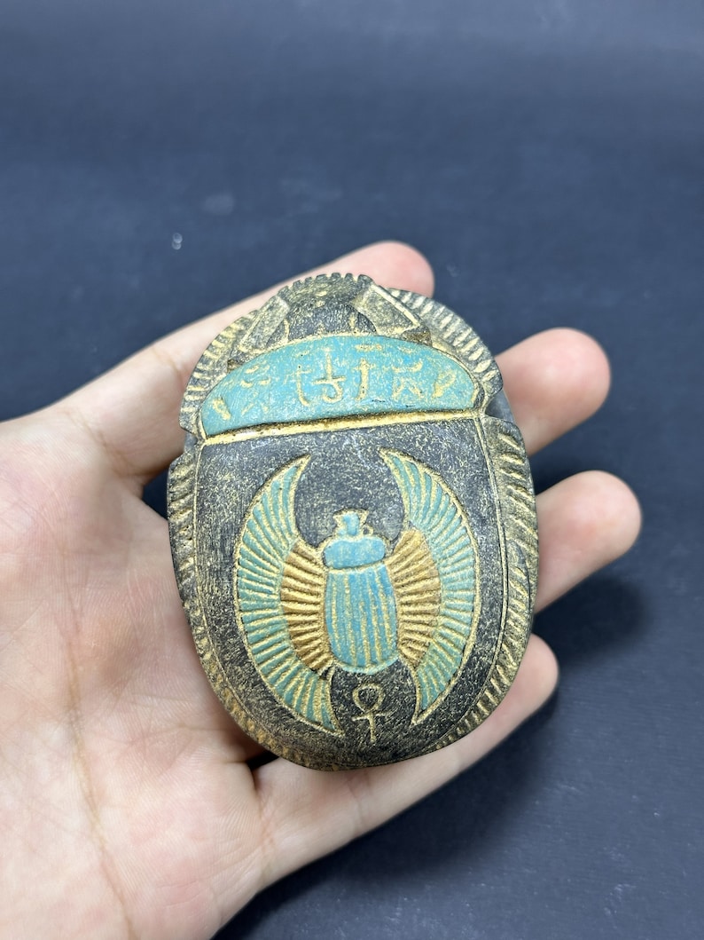 Authentic Ancient Egyptian Scarab Amulet Beetle Heavy Stone Sculpture ...