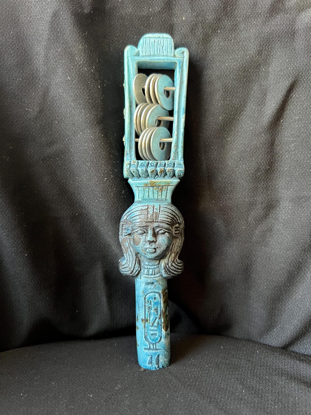 Blue Hathor Sistrum | Ancient Egyptian Rattle | Symbol of Sacred Joy ...