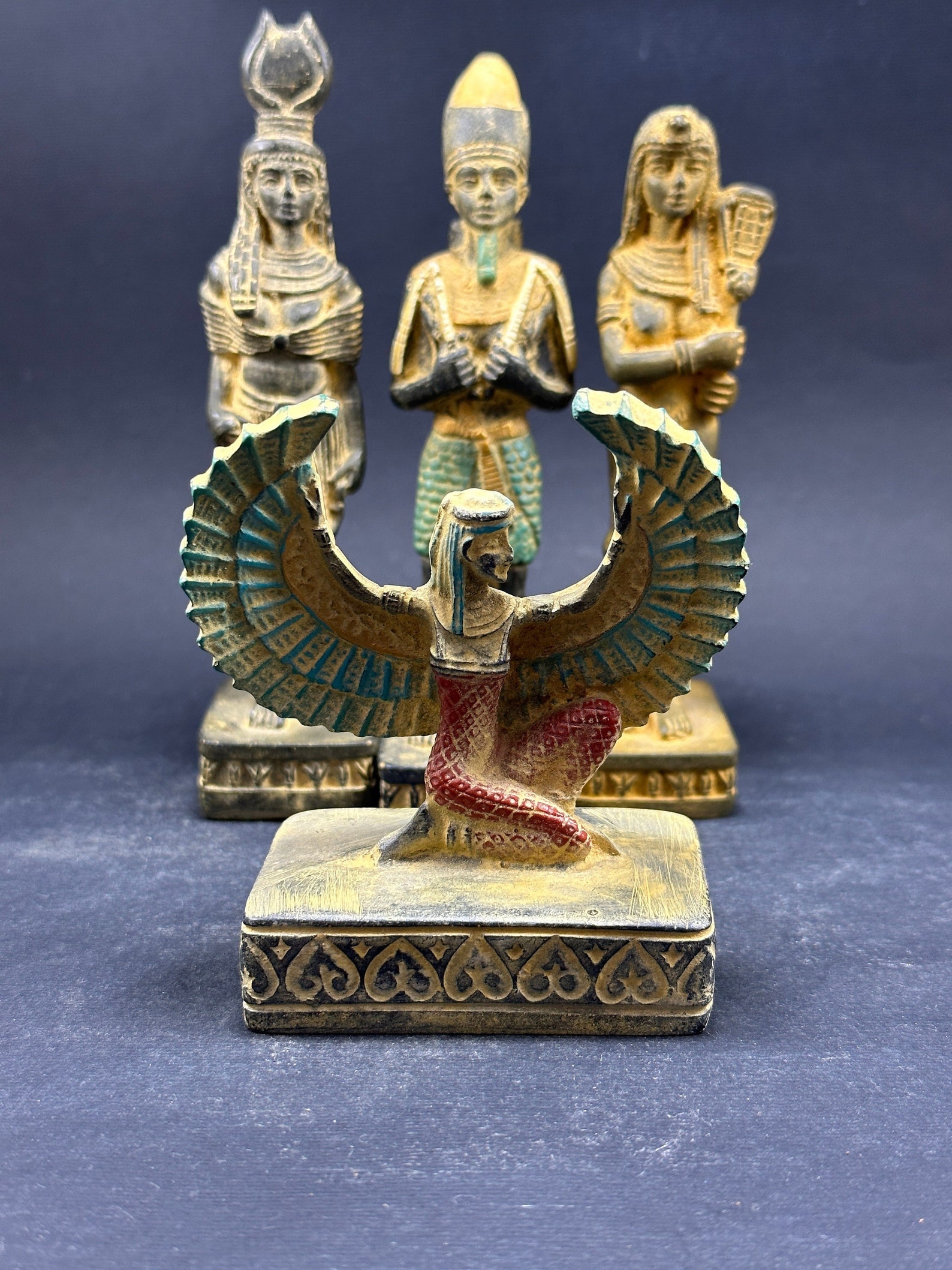 Set of Tiny Four Ancient Egyptian Deities Statues Egyptian Statue ...