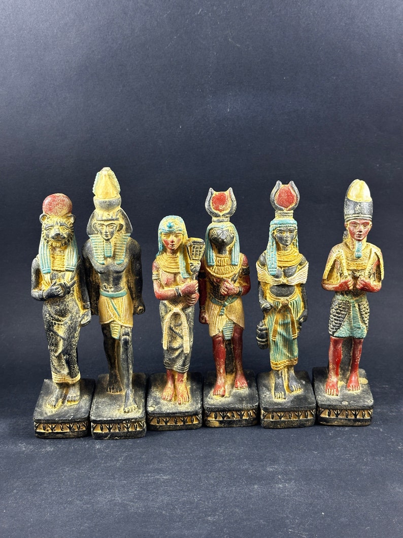 Set of 6 Unique Ancient Egyptian Deities Statues + Tutankhamun's Tomb ...