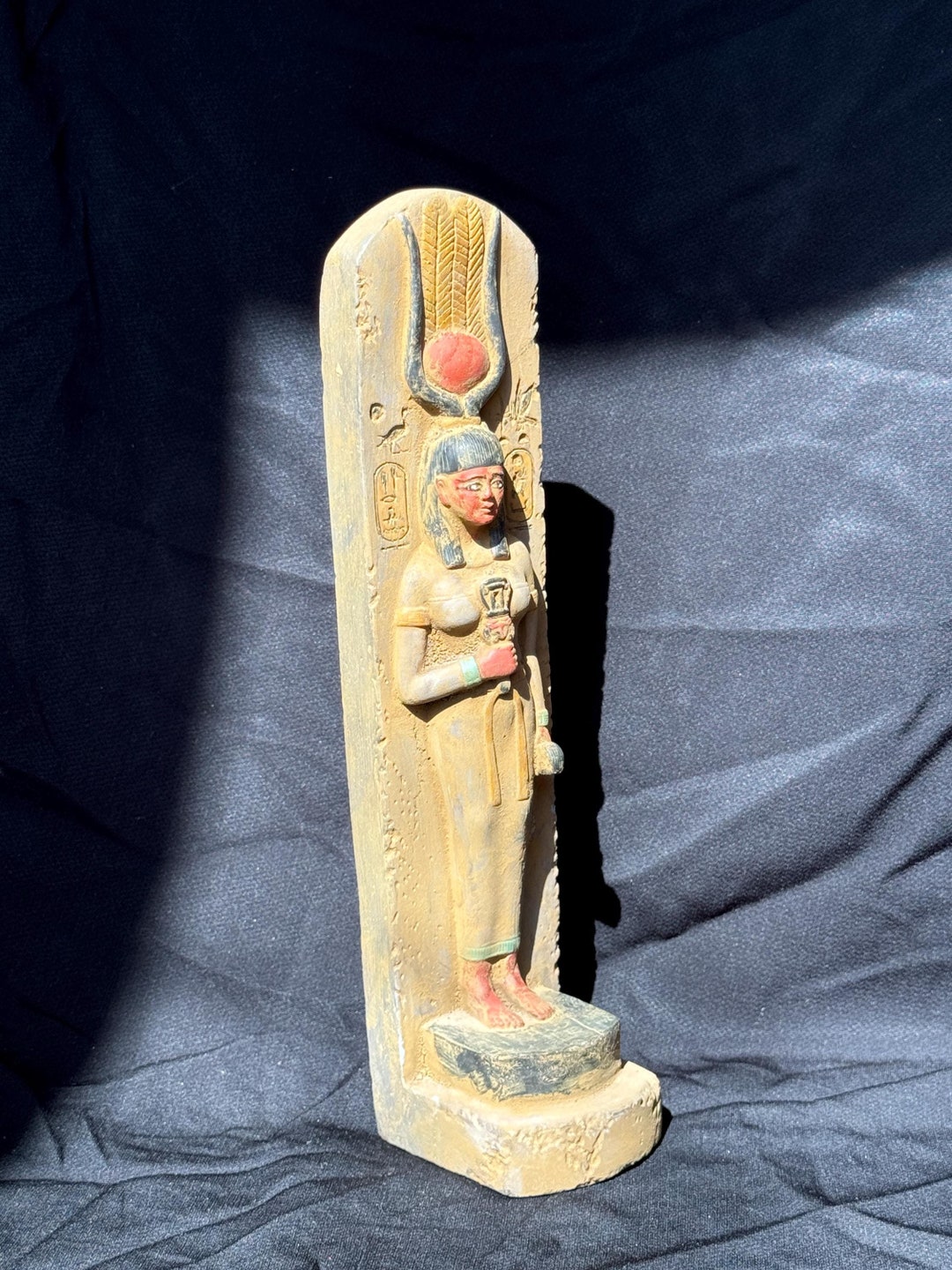 Goddess Isis Holding a Sistrum Sculpture Statue Lime Stone Relief ...