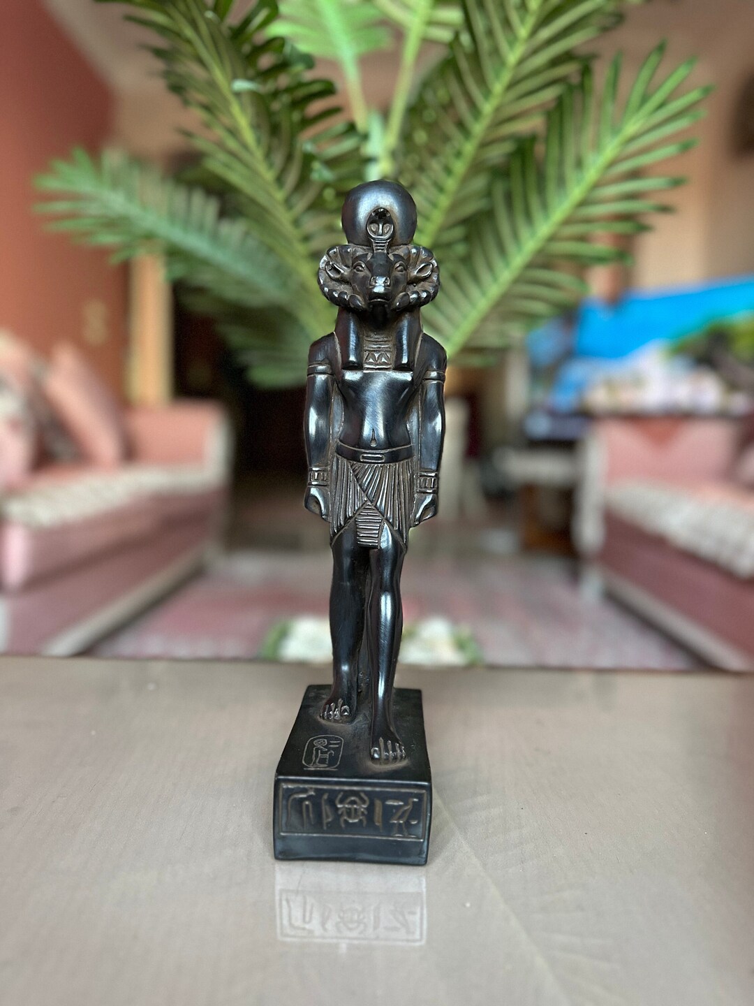 A Beautiful Khnum Statue of Ancient Egyptian God Khnum Crowned With the ...