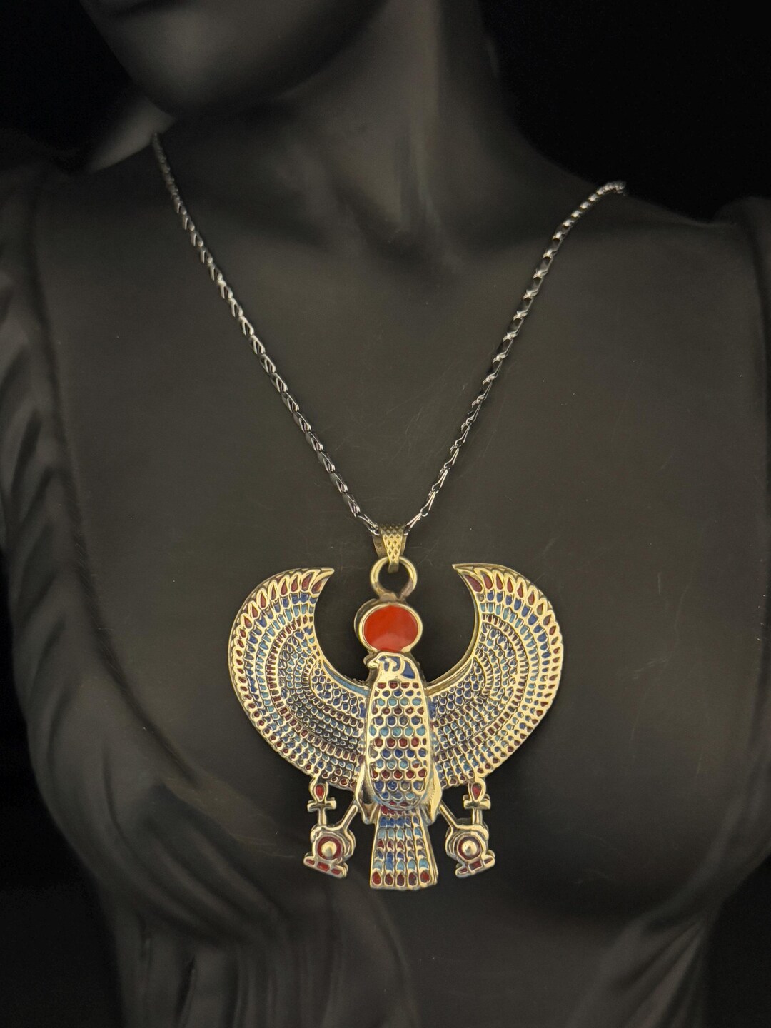Rare Pharaonic Horus Necklace Winged Sun Disk Horus Falcon Necklace ...