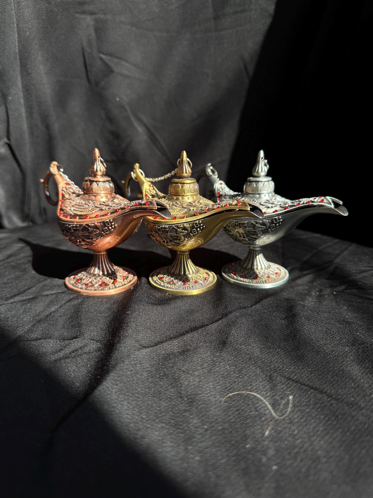 Set Handmade Aladdin Magic Lamp Genie Lamp Antique Oil Lamp Brass ...