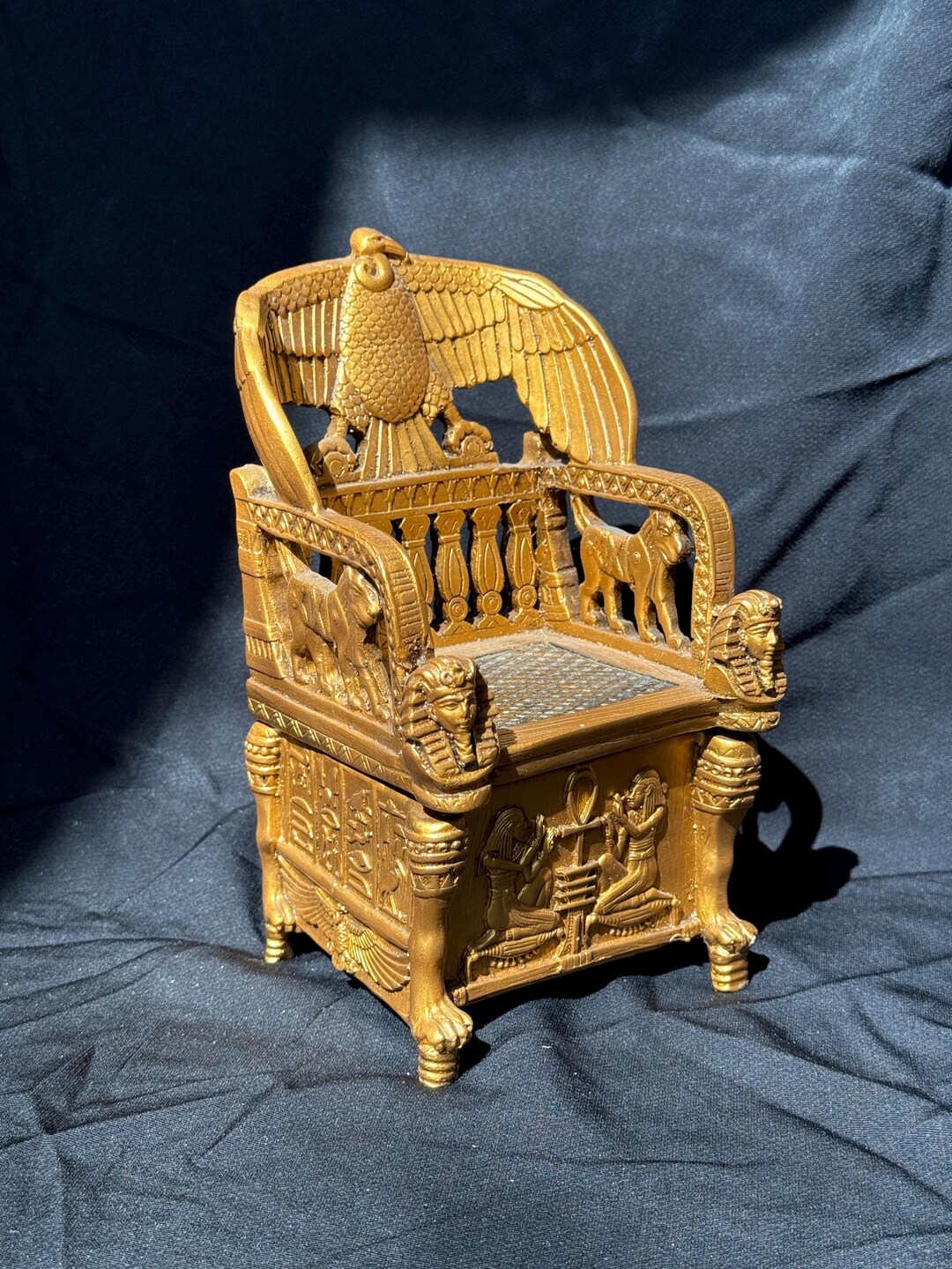 King Tutankhamun Throne Museum Piece Chair Original Resin Ankh Key of ...