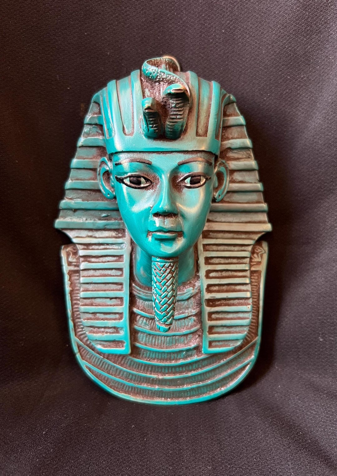 Unique King Tut Pharaoh Bust Wall Hanging – Turquoise Green Egyptian ...