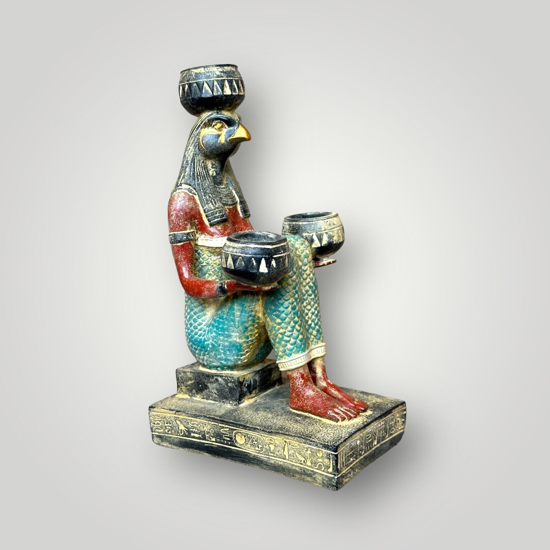 Horus Falcon God Candlestick Holder Egyptian Horus God Horus Statue ...