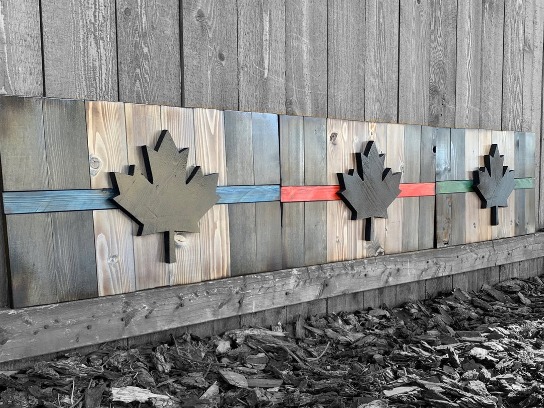 Stained Wooden Canada 'thin Line' Flag - Etsy