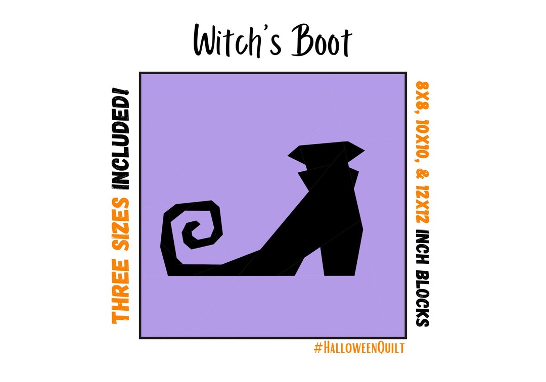 Witch's Boot Quilt Block - Foundation Paper Pieced Digital Pattern - Etsy