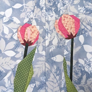 Tulips Quilt Block - Foundation Paper Pieced Digital Pattern - 3 Sizes Included - Etsy