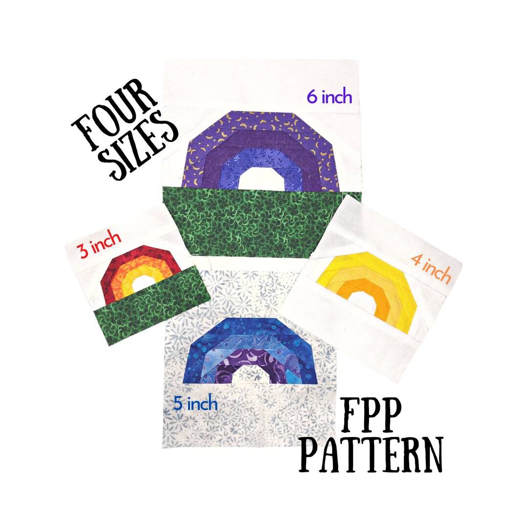Mini 3 Rainbow Quilt Block - Foundation Paper Pieced Quilt Block ...
